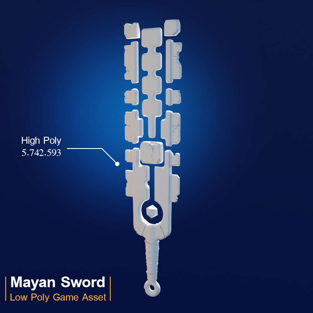 ArtStation - Free Low Poly Mayan Sword | Game Assets