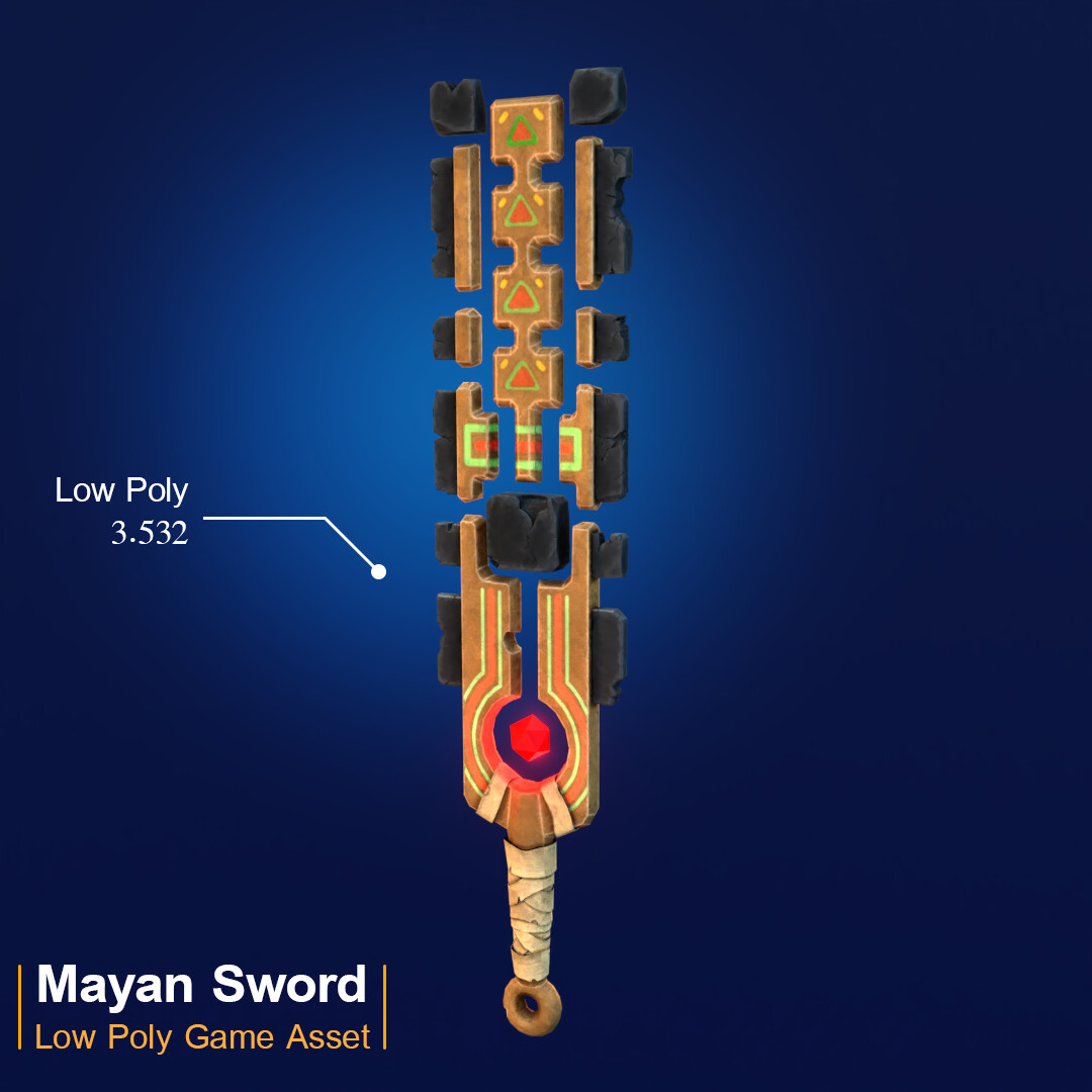 ArtStation - Free Low Poly Mayan Sword | Game Assets