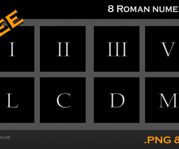 ArtStation - [FREE] 8 Roman Number Alpha 4K | Brushes