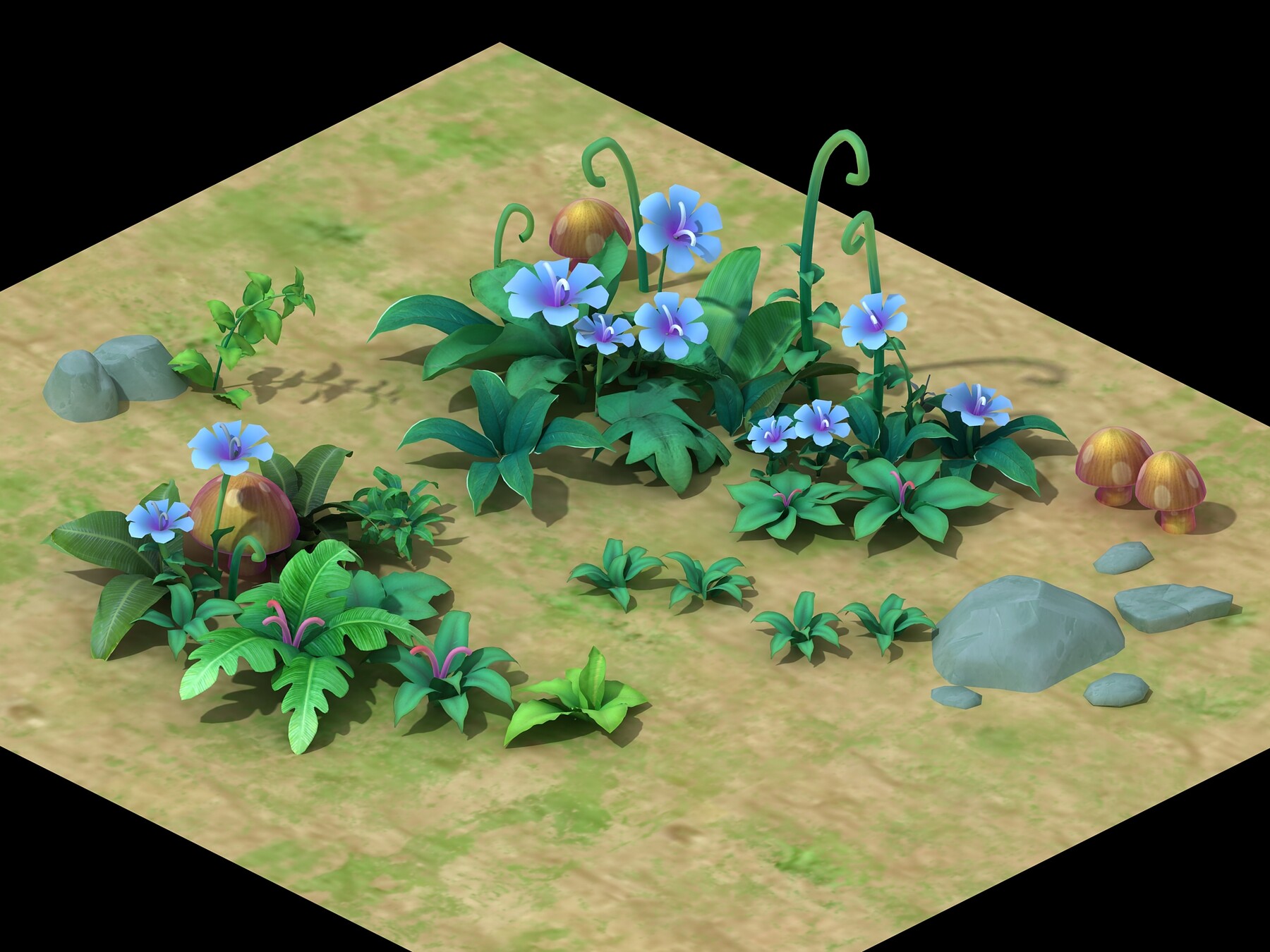 ArtStation - Plant - Blue Flower - Grass 02 | Game Assets