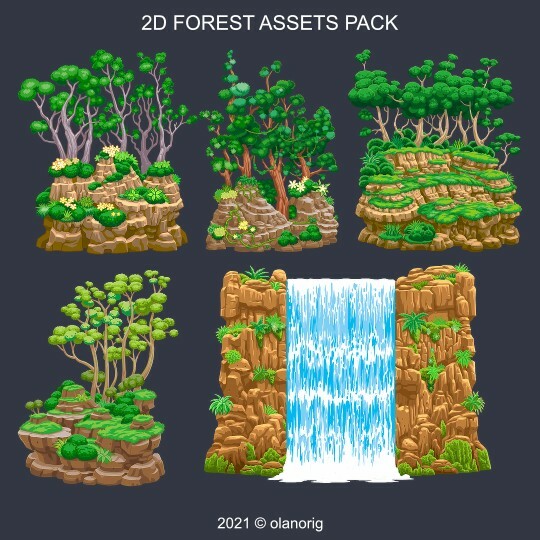 ArtStation - 2D Forest Assets Pack ver.2 | Game Assets