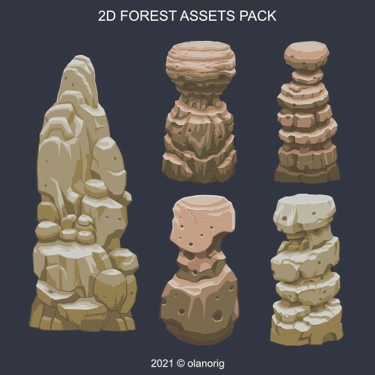 ArtStation - 2D Forest Assets Pack ver.2 | Game Assets