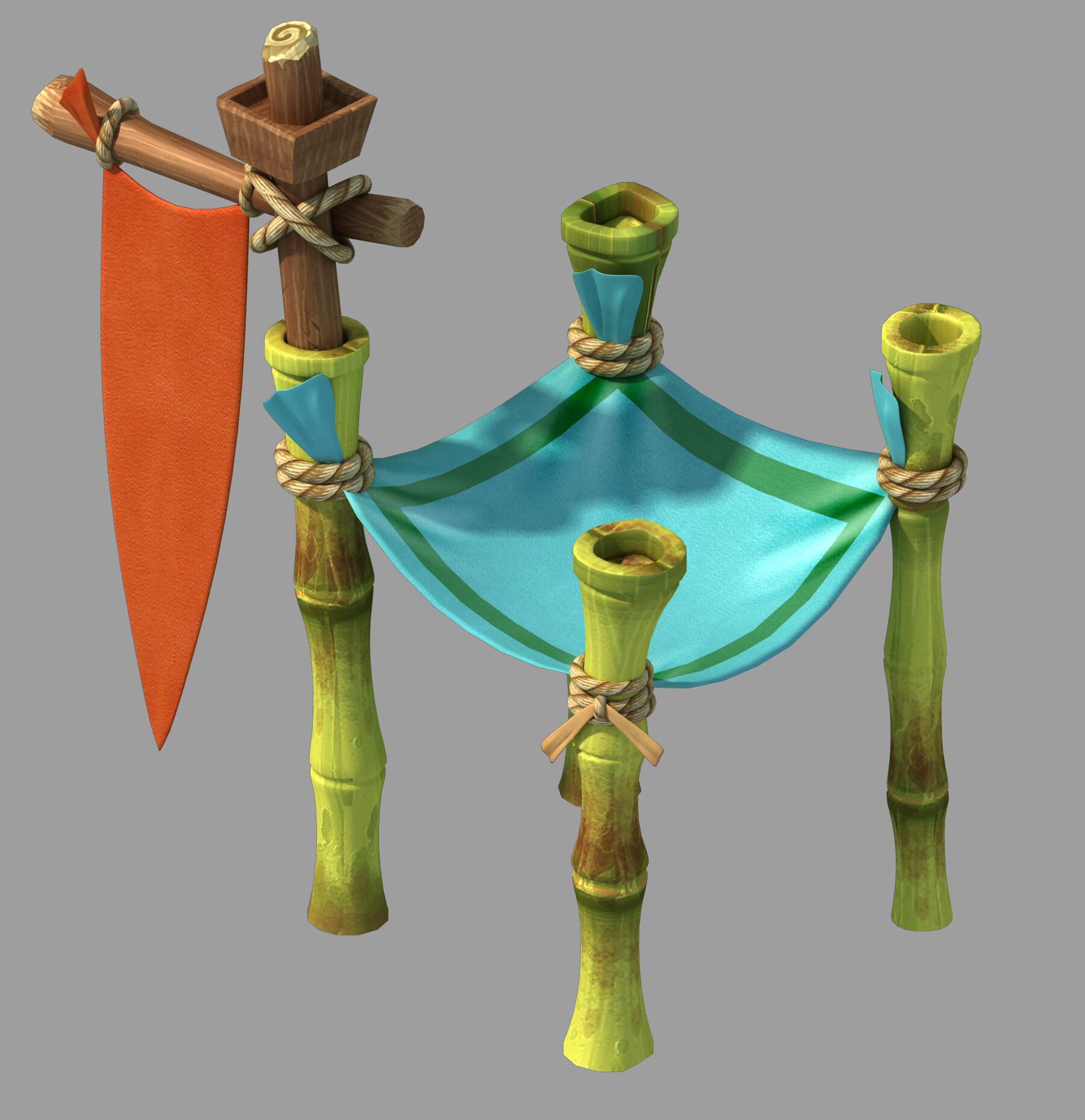 ArtStation - City - roadside with flag booths | Game Assets