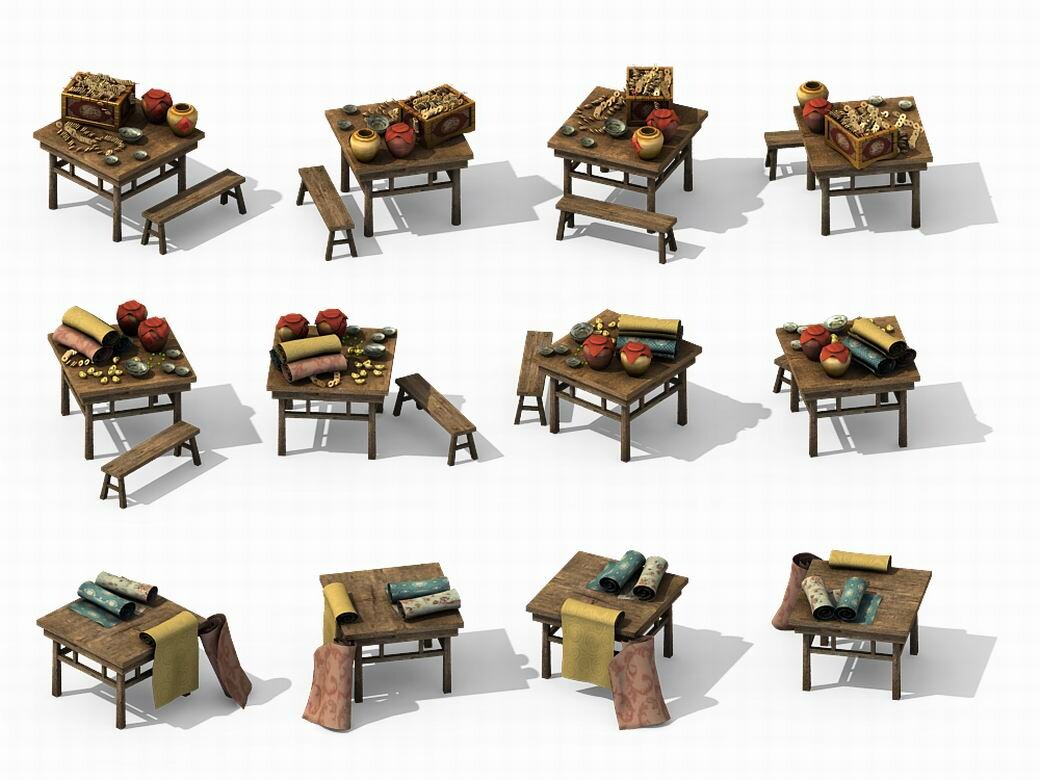 ArtStation - Barbarians - Tables and chairs 02 | Game Assets