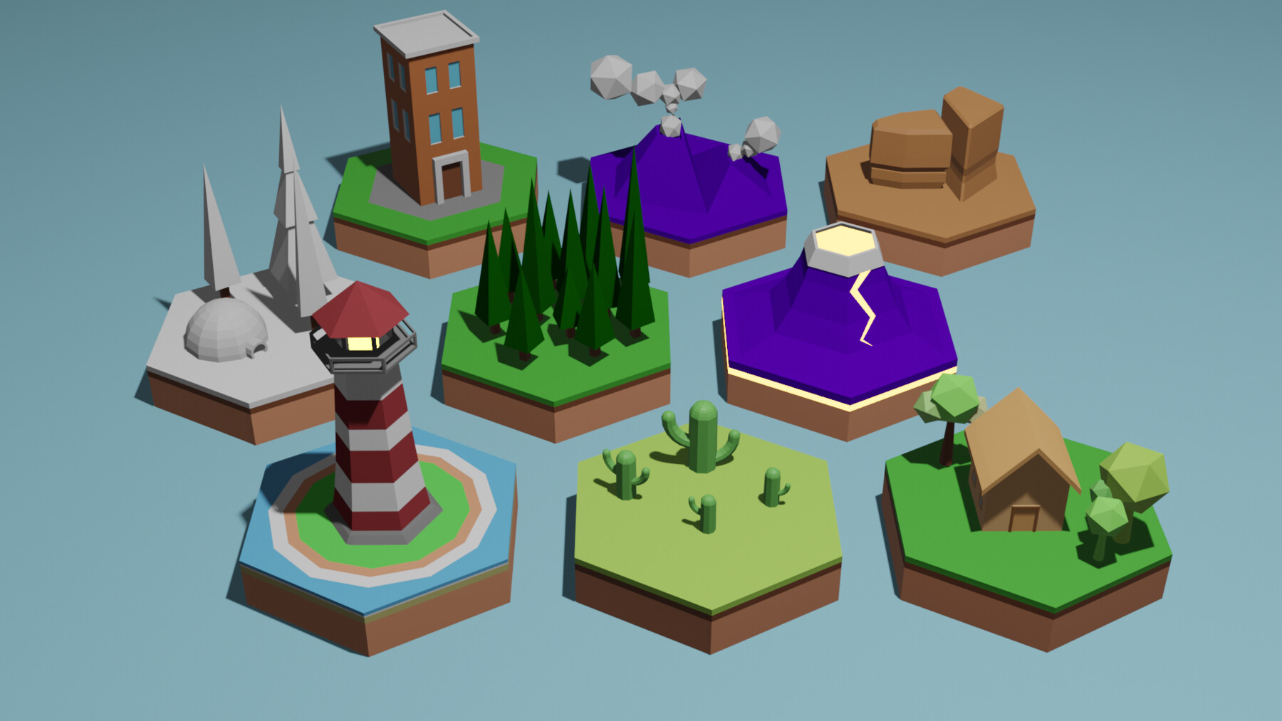 ArtStation - Cartoon islands set Low-poly | Game Assets