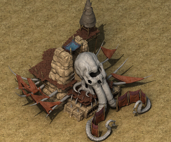 ArtStation - BOSS building - skull ivory head | Game Assets