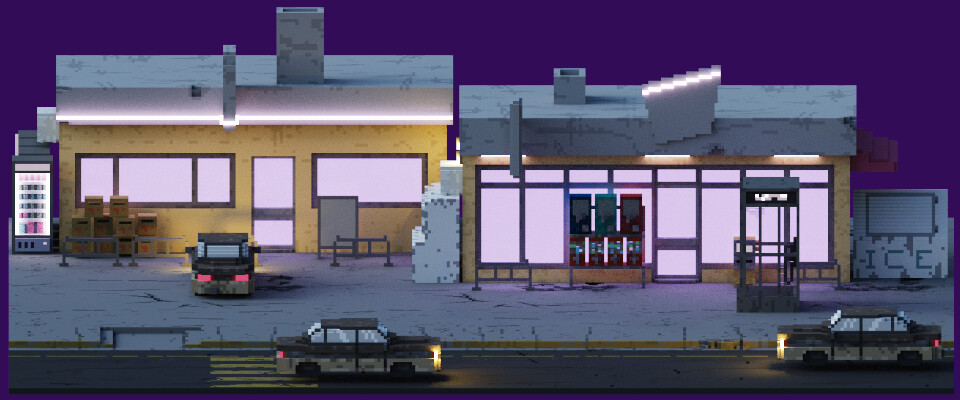 ArtStation - 2D/3D Voxel Shopping mall Kitbash | Resources