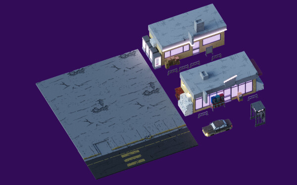 ArtStation - 2D/3D Voxel Shopping mall Kitbash | Resources
