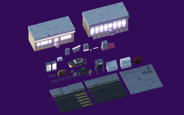 ArtStation - 2D/3D Voxel Shopping mall Kitbash | Resources