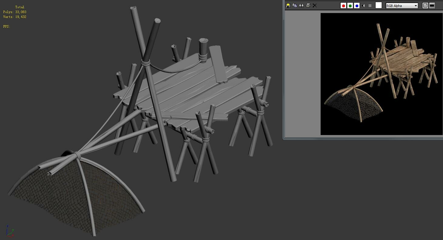 ArtStation - River side - fishing device 01 | Game Assets