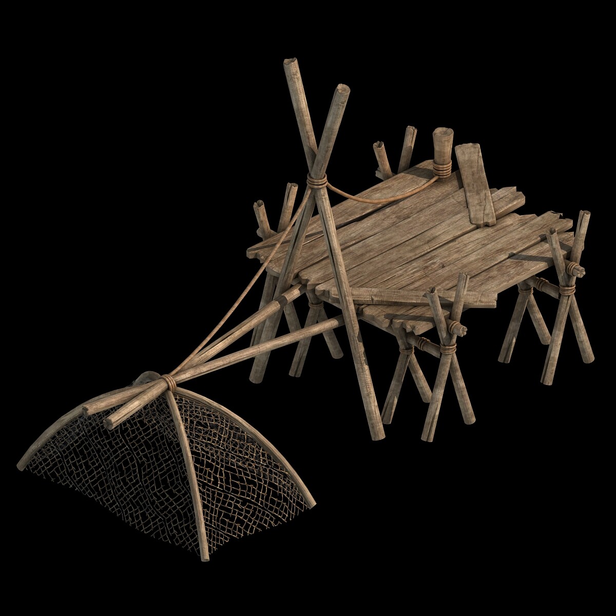 ArtStation - River side - fishing device 01 | Game Assets