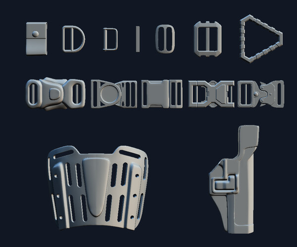 ArtStation - IMM Tactical Drop Leg Holster + buckles - tactical ...