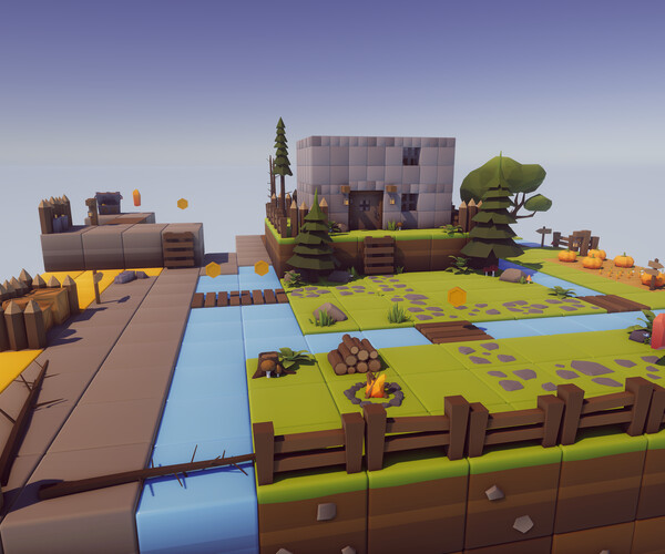 ArtStation - Cartoon Cube World - Asset for Unity 3D, Map and Models | Game Assets