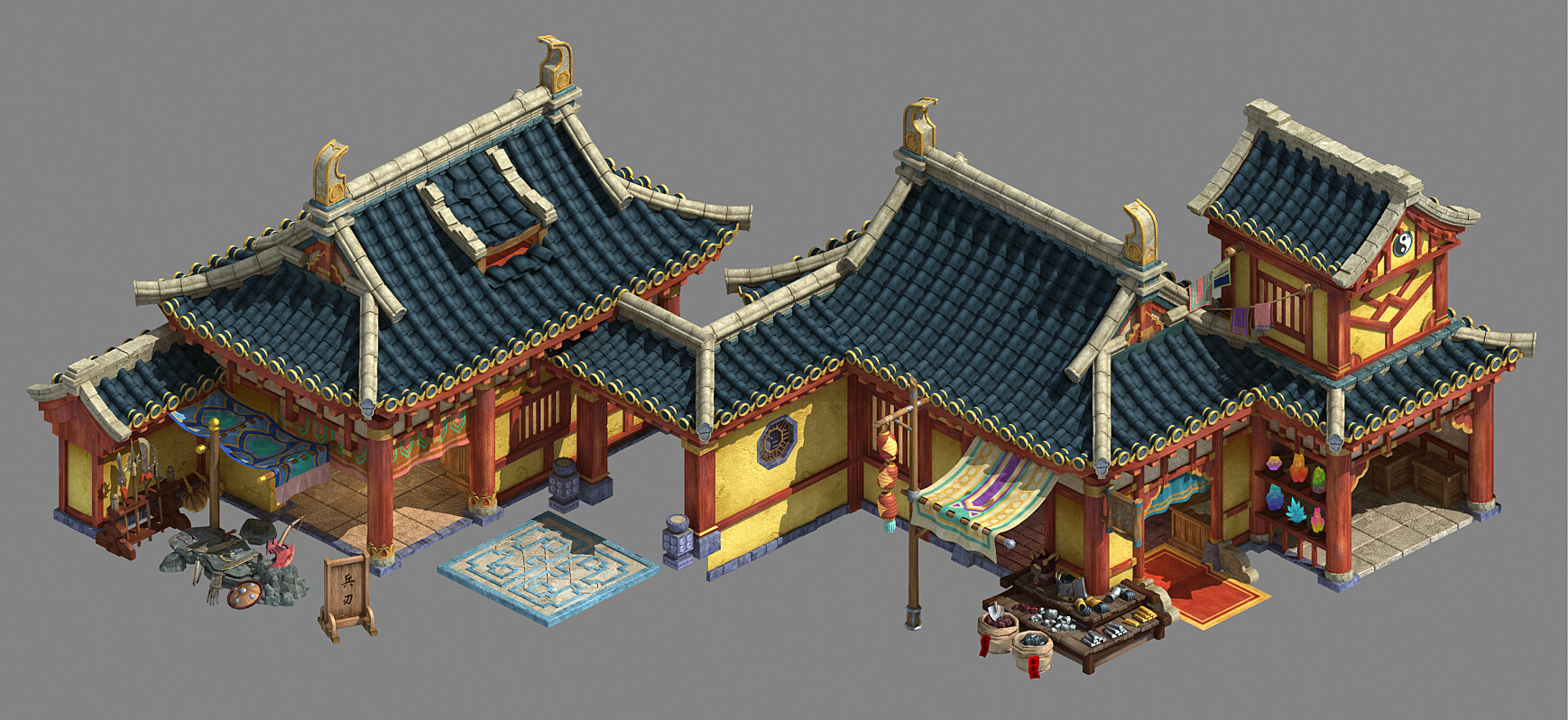 ArtStation - Kunlun Mountain Village - Weapon Shop - Forging Shop ...