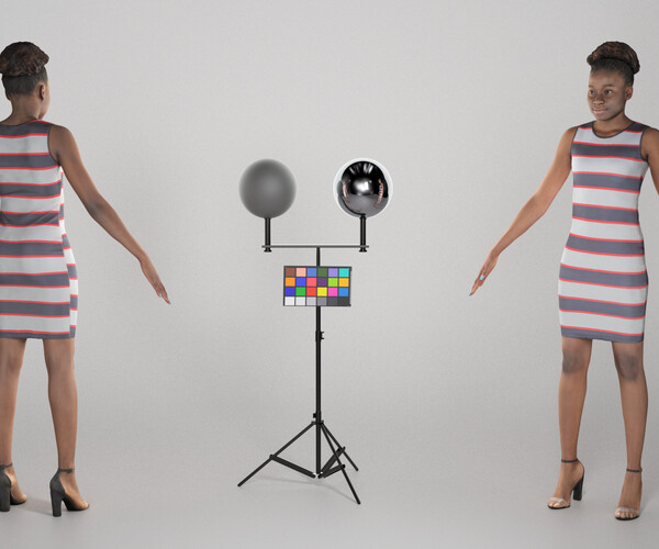 ArtStation - Pretty woman in striped dress ready for animation 284 ...