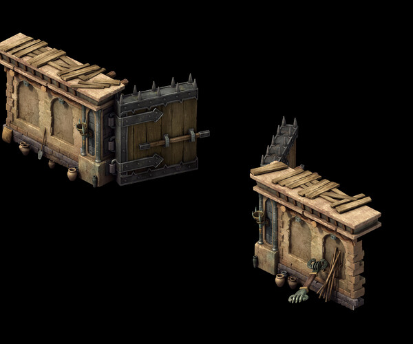 ArtStation - Death Desert - Wall Connection 01 | Game Assets