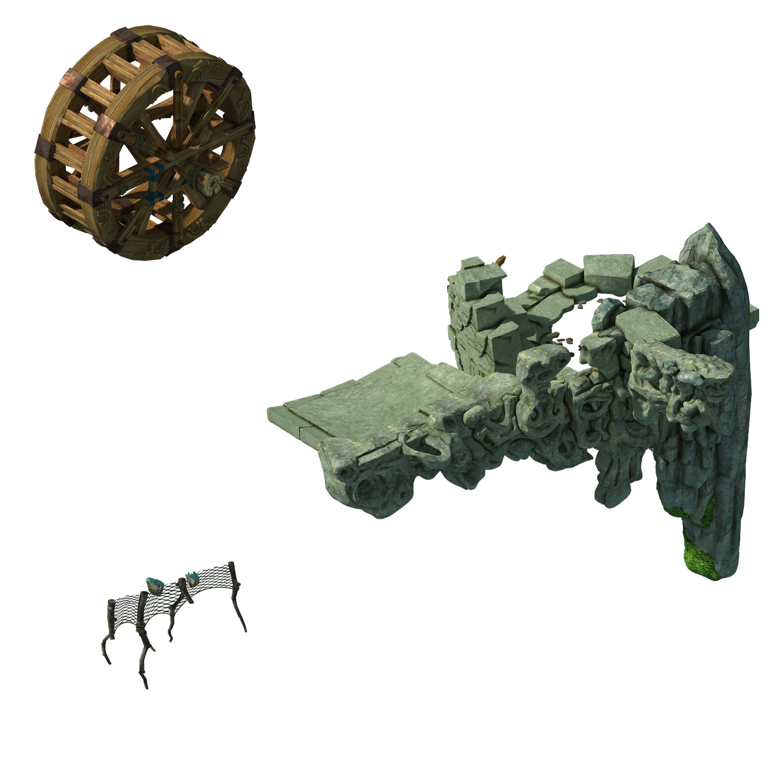 ArtStation - Taihu Lake coast - waterwheel | Game Assets