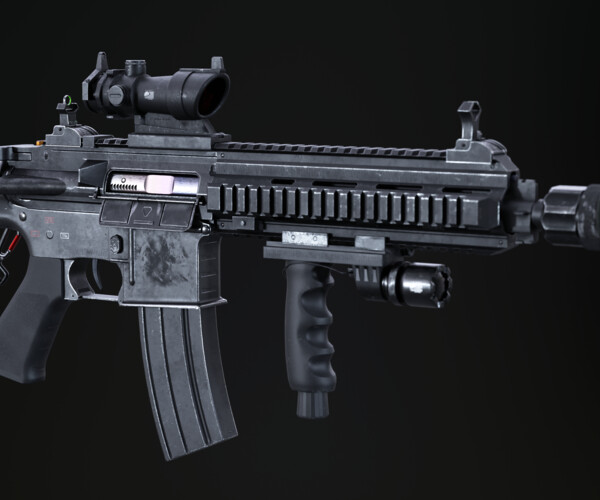 ArtStation - HK416 + Attachments | Game Assets