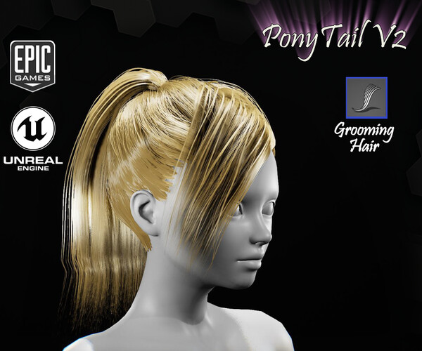 ArtStation - PonyTail V2 Grooming Real-Time Hairstyle Unreal Engine 4 | Game Assets