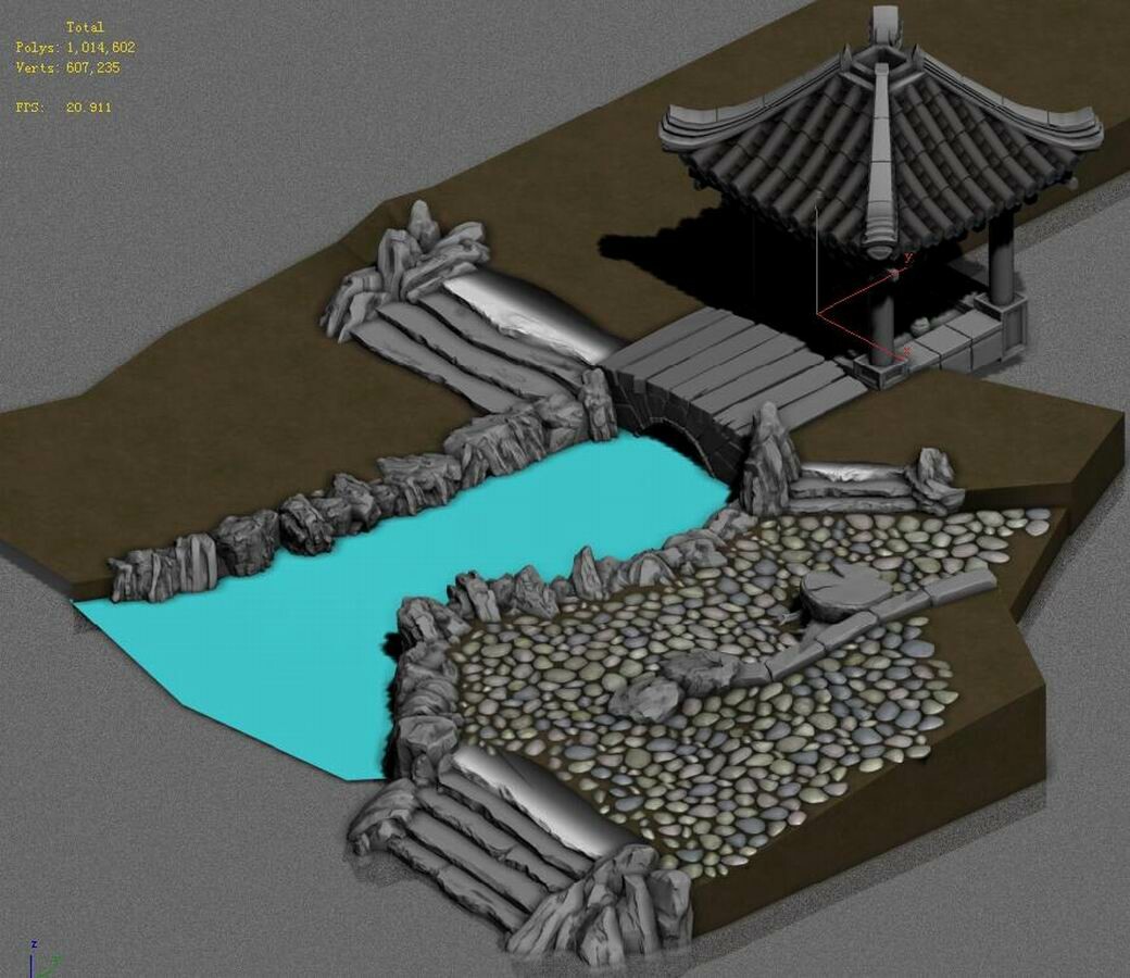 ArtStation - Xiangyang City - backyard pavilion | Game Assets