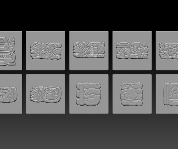 ArtStation - 50 Mayan Symbols Heightmap - Alpha | Brushes