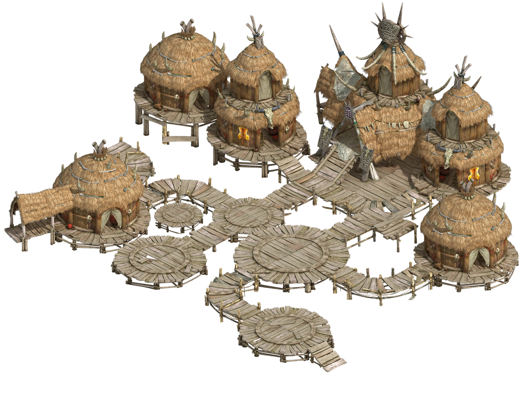 ArtStation - Primitive tribes - water village architecture | Game Assets