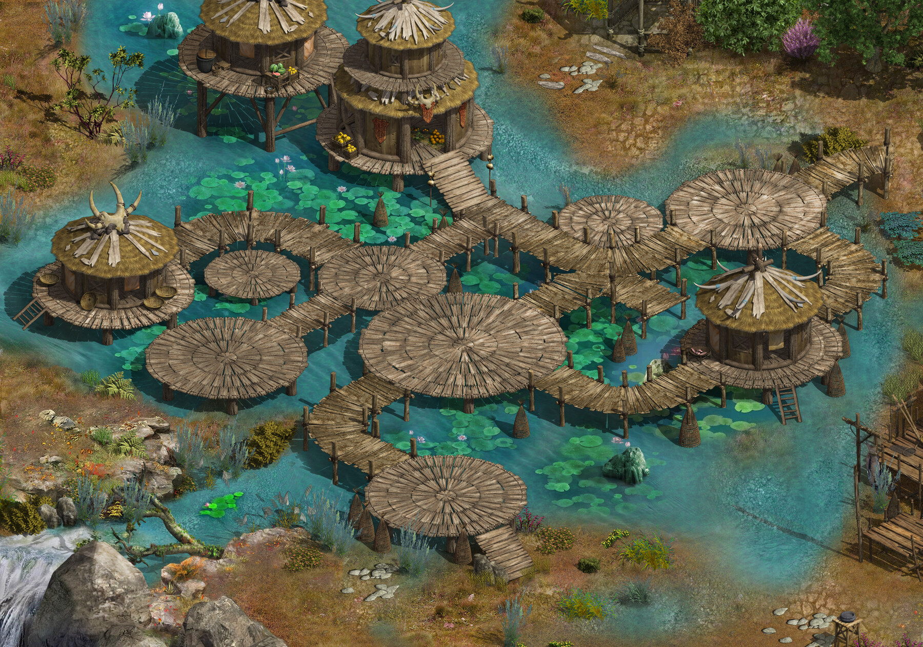 ArtStation - Primitive tribes - water village architecture | Game Assets