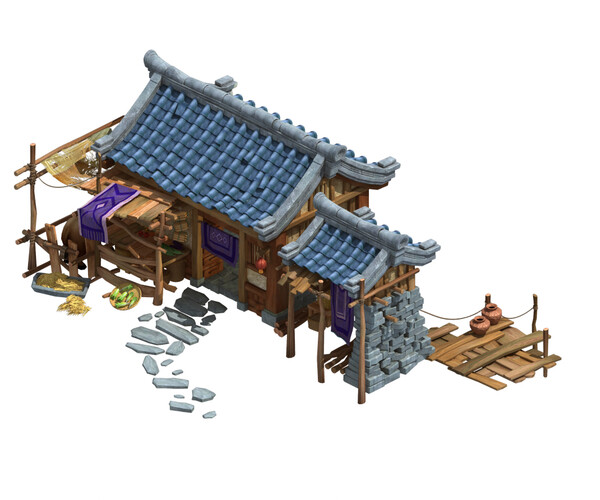 ArtStation - Ancient Chinese Architecture - Country House | Game Assets