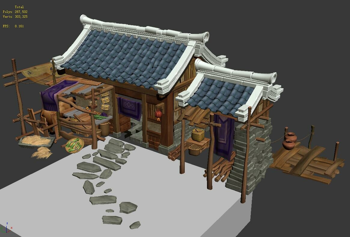 ArtStation - Ancient Chinese Architecture - Country House | Game Assets