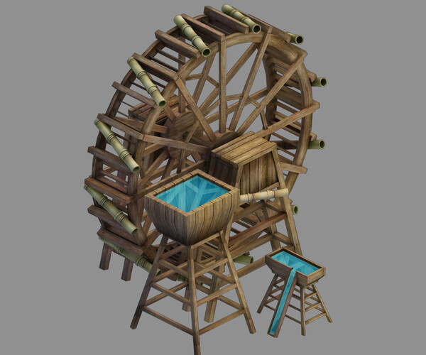 ArtStation - Yamano - Seaside - Waterwheel 01 | Game Assets