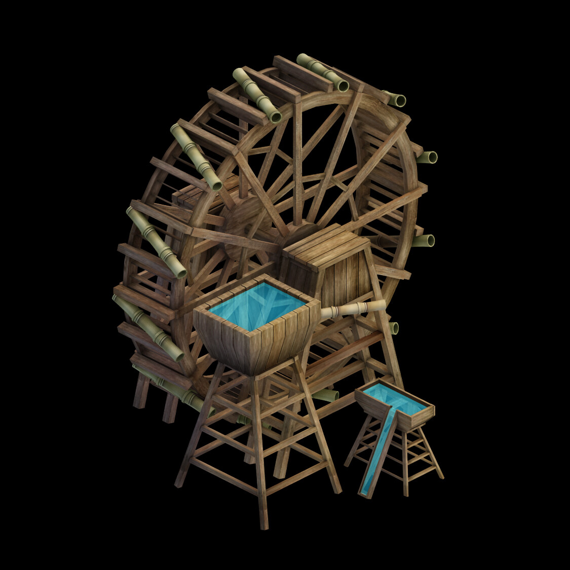 ArtStation - Yamano - Seaside - Waterwheel 01 | Game Assets