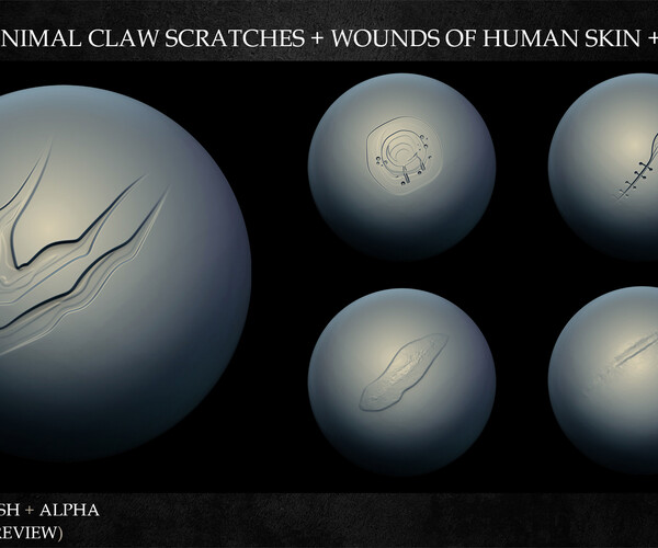 ArtStation - 54 ZBRUSH ANIMAL CLAW SCRATCHES + WOUNDS OF HUMAN SKIN ...