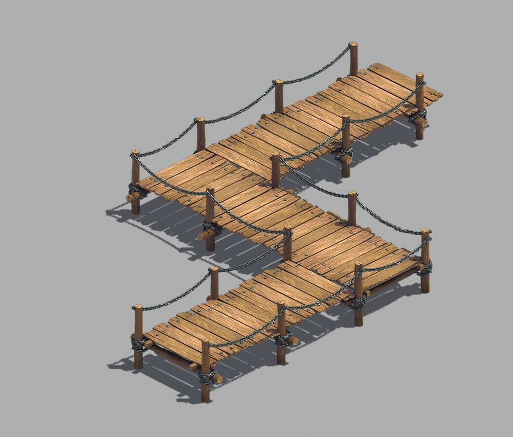 ArtStation - Iron Cable - Wooden Bridge 069 | Game Assets