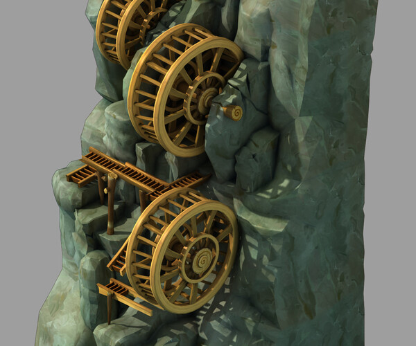ArtStation - Cliffside - Waterwheel 02 | Game Assets
