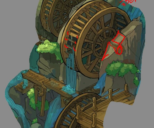 ArtStation - Cliffside - Waterwheel 02 | Game Assets