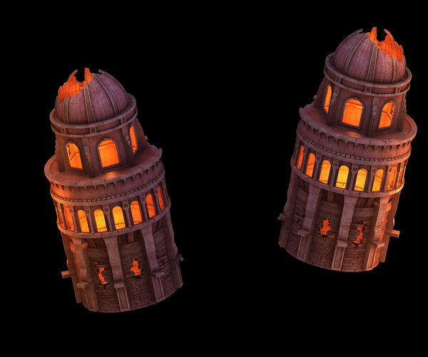 ArtStation - Magma Rift - Leaning Tower 01 | Game Assets
