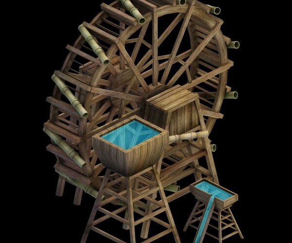 ArtStation - Field - Riverside Waterwheel 01 | Game Assets
