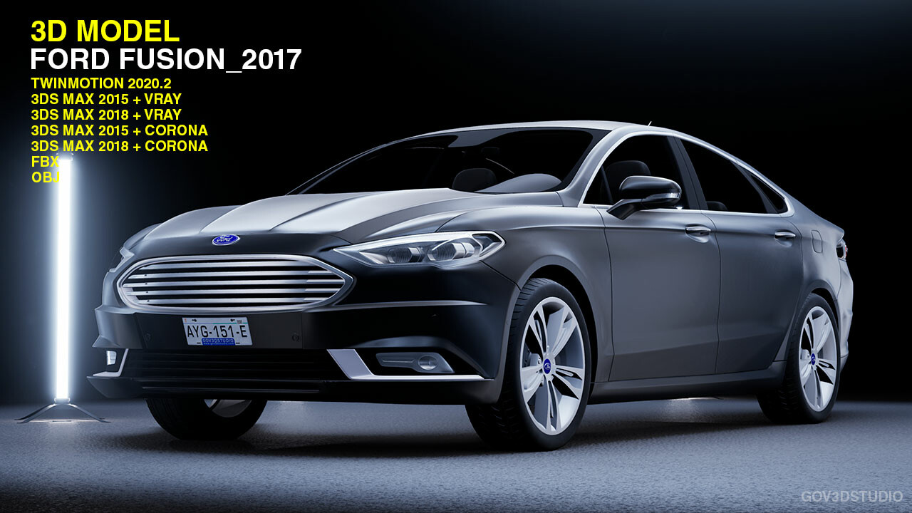 ArtStation - Ford Fusion 2017 - 3D Model. Twinmotion, Max, Vray, Corona ...