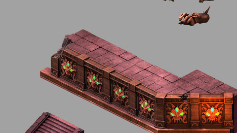 ArtStation - Devil Cloister - Stairs Monster Wall 01 | Game Assets