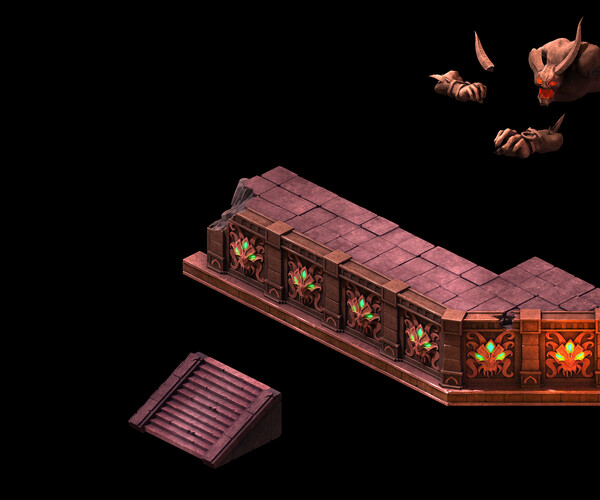ArtStation - Devil Cloister - Stairs Monster Wall 01 | Game Assets
