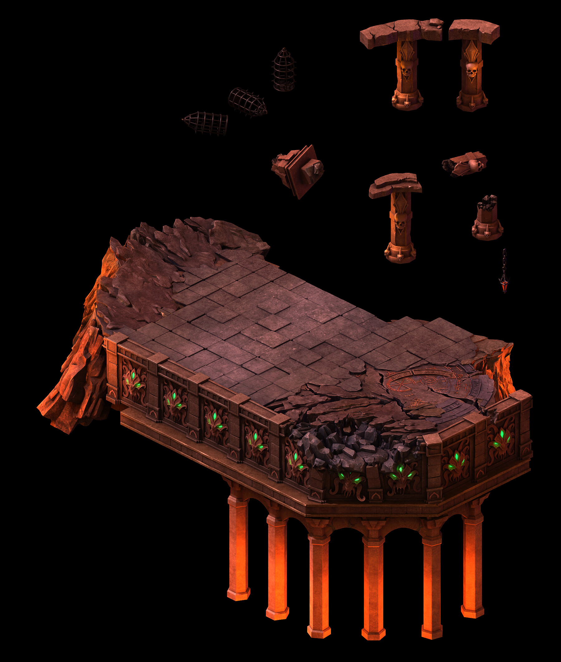 ArtStation - Devil Cloister - Platform Pillar Cage 02 | Game Assets