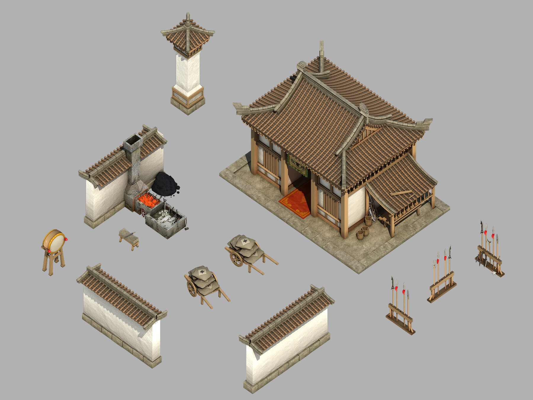 ArtStation - Han Dynasty - Architecture - Barracks | Game Assets