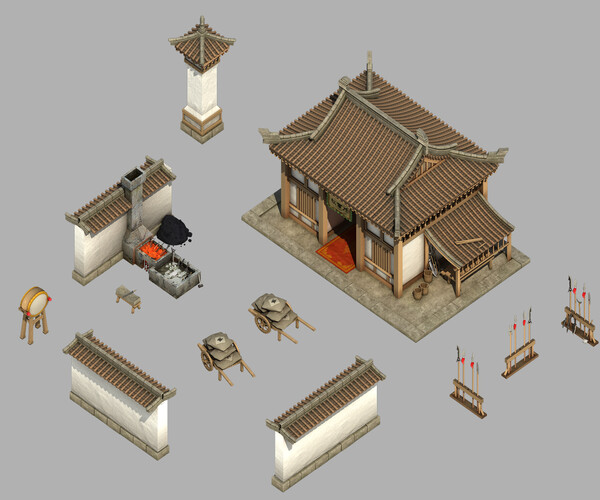 ArtStation - Han Dynasty - Architecture - Barracks | Game Assets