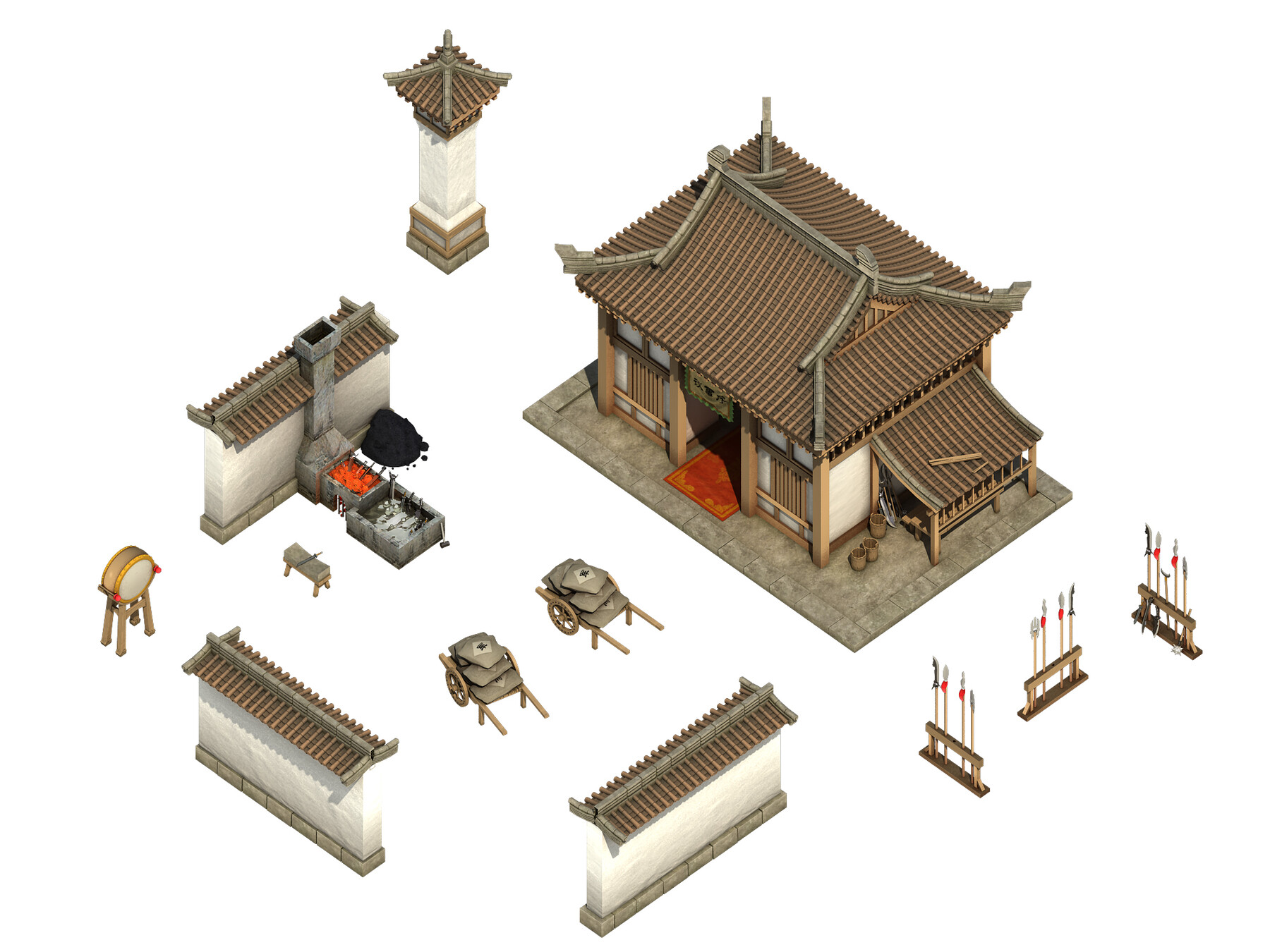 ArtStation - Han Dynasty - Architecture - Barracks | Game Assets