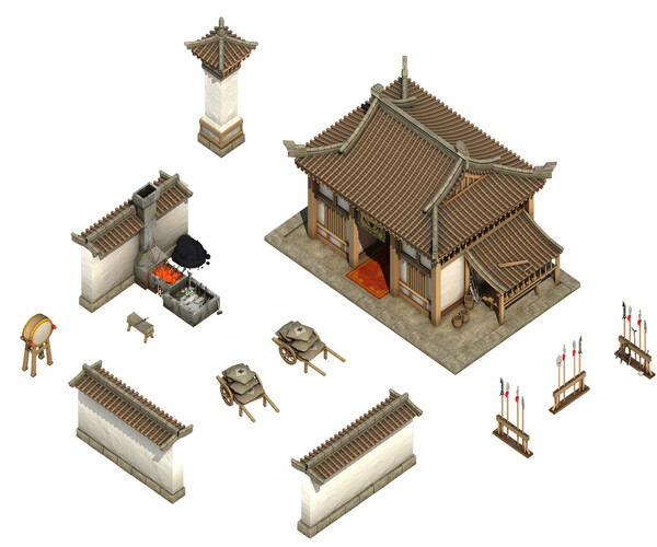 ArtStation - Han Dynasty - Architecture - Barracks | Game Assets