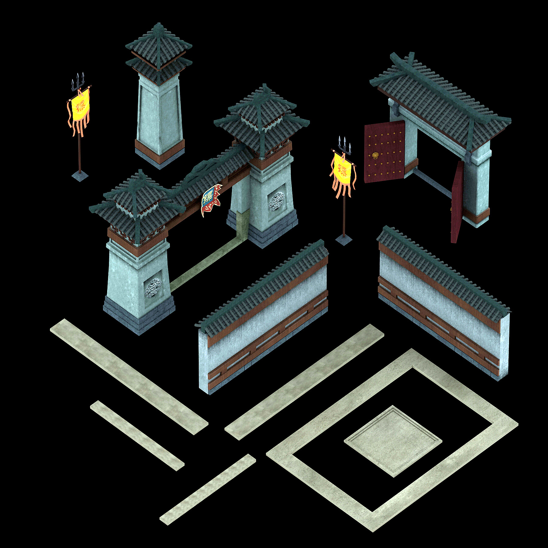 ArtStation - Building Components - City Walls - Flooring | Game Assets