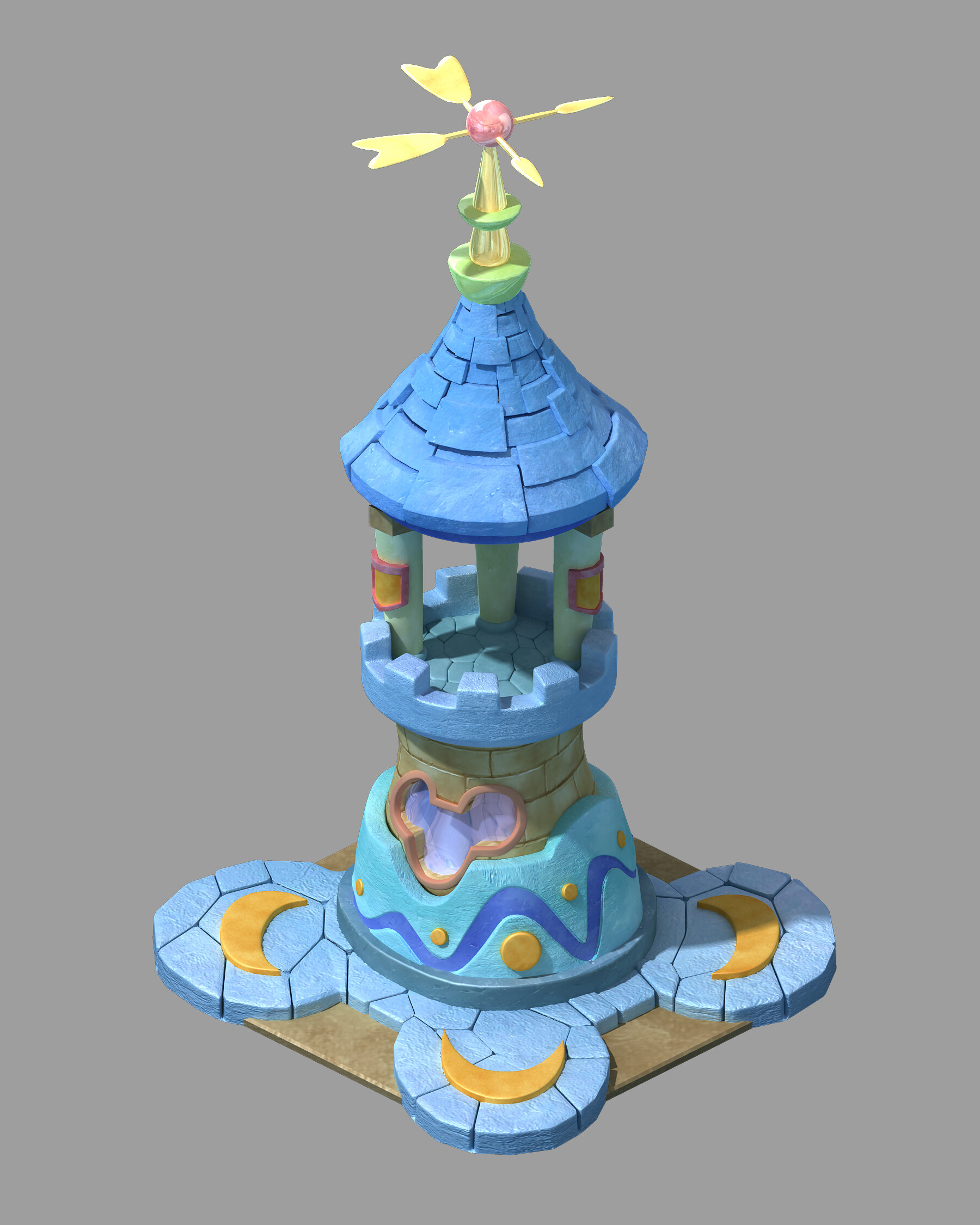 ArtStation - Cartoon Building - Experience Tower 03 | Game Assets