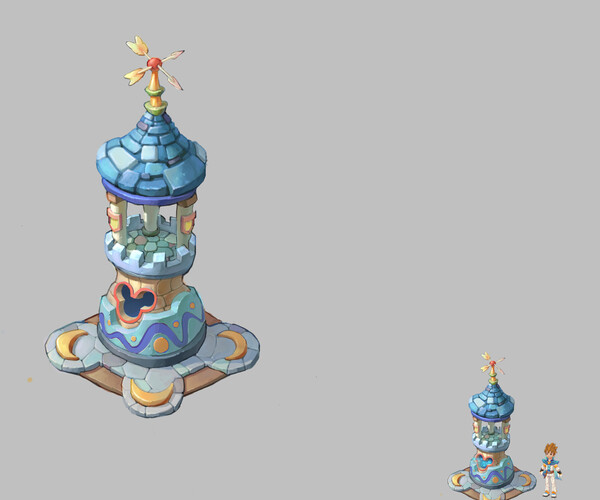 ArtStation - Cartoon Building - Experience Tower 03 | Game Assets