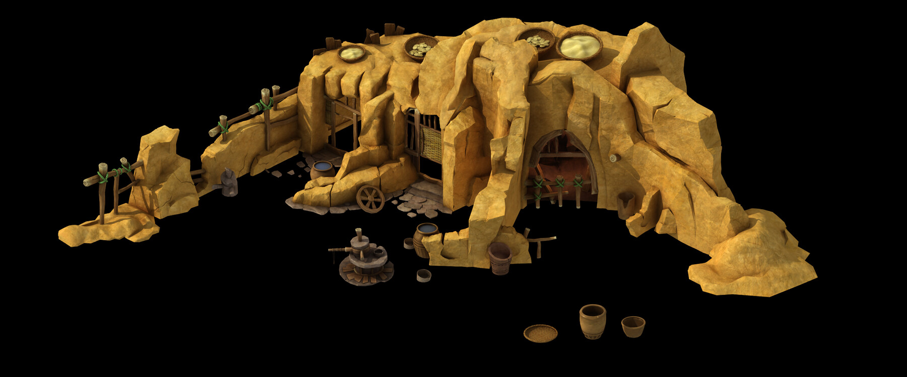 ArtStation - Mountain Building - Cave Dwelling 3 | Game Assets