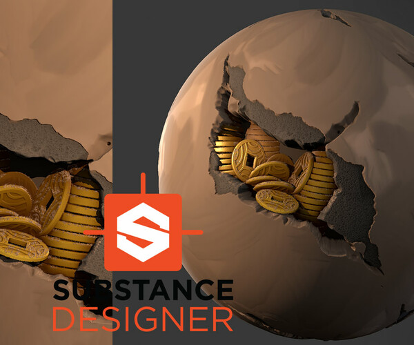 ArtStation - Stylized Wall with Coins - Substance Designer | Game Assets